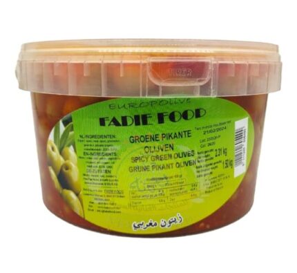 زيتون اخضر حار مغربي مع النوى (Fadie food) 2.31kg – NemaFood